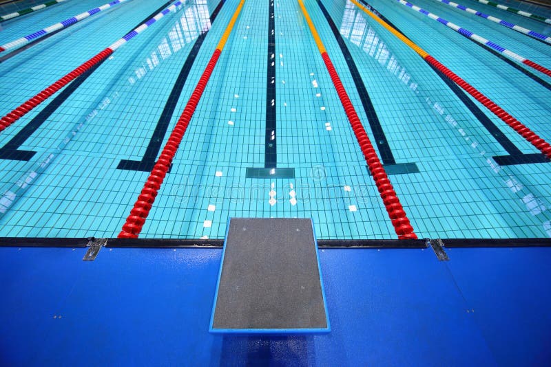 In Center Platform for Start in Swimming Pool Stock Image - Image of ...