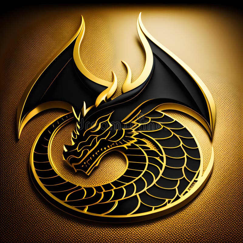The Black Dragon Logo with a Golden Border on a Golden Background Made ...
