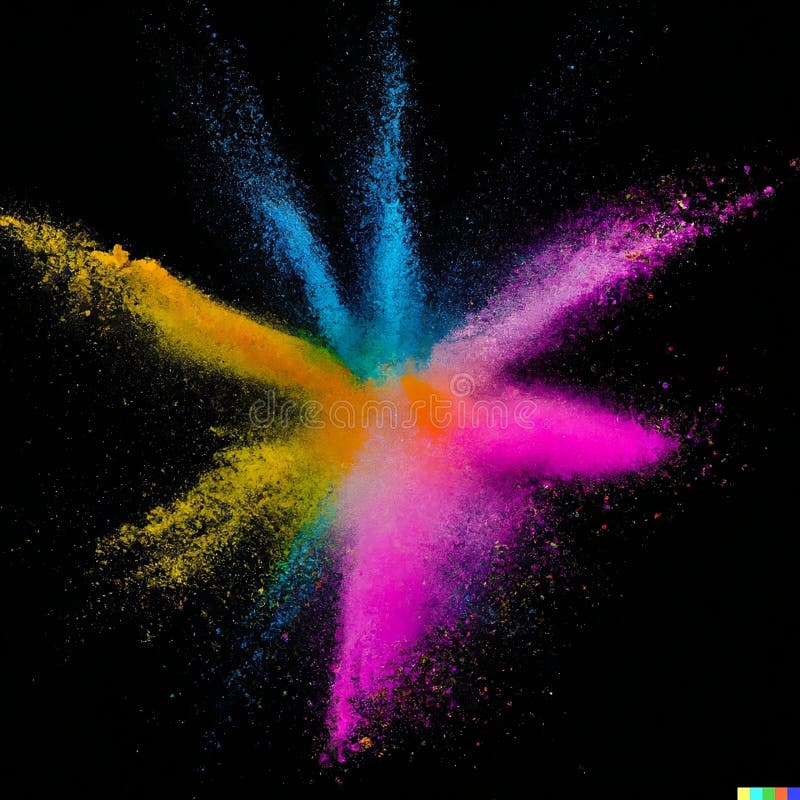 Centered Explosion of Colorful Powder on Black Background. Generative ...