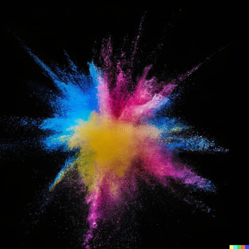 Centered Explosion of Colorful Powder on Black Background. Generative ...