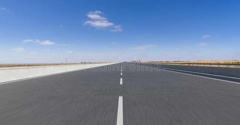 Centered Perspective View of Highway Road Stock Photo - Image of clouds ...