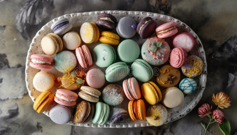 A Centered Shot of Pastel Macaroon Dessert Ai Generative Illustration ...