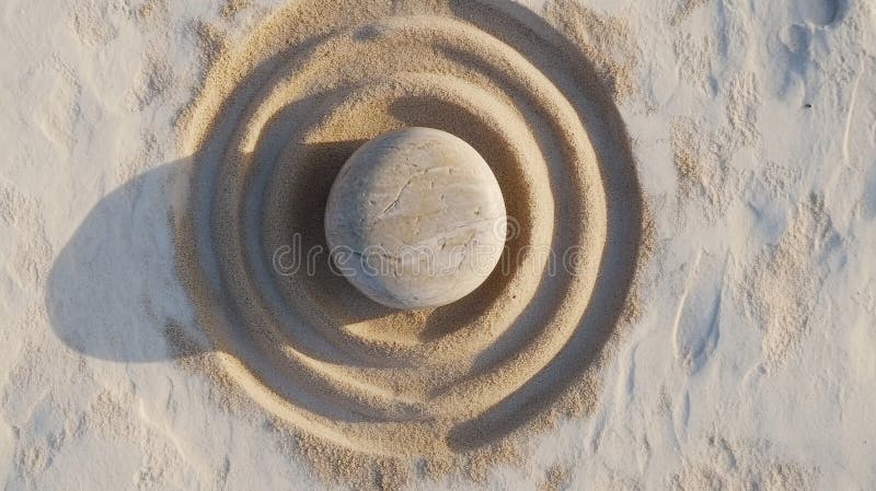 Centered Smooth Stone Surrounded by Concentric Circles Represents ...