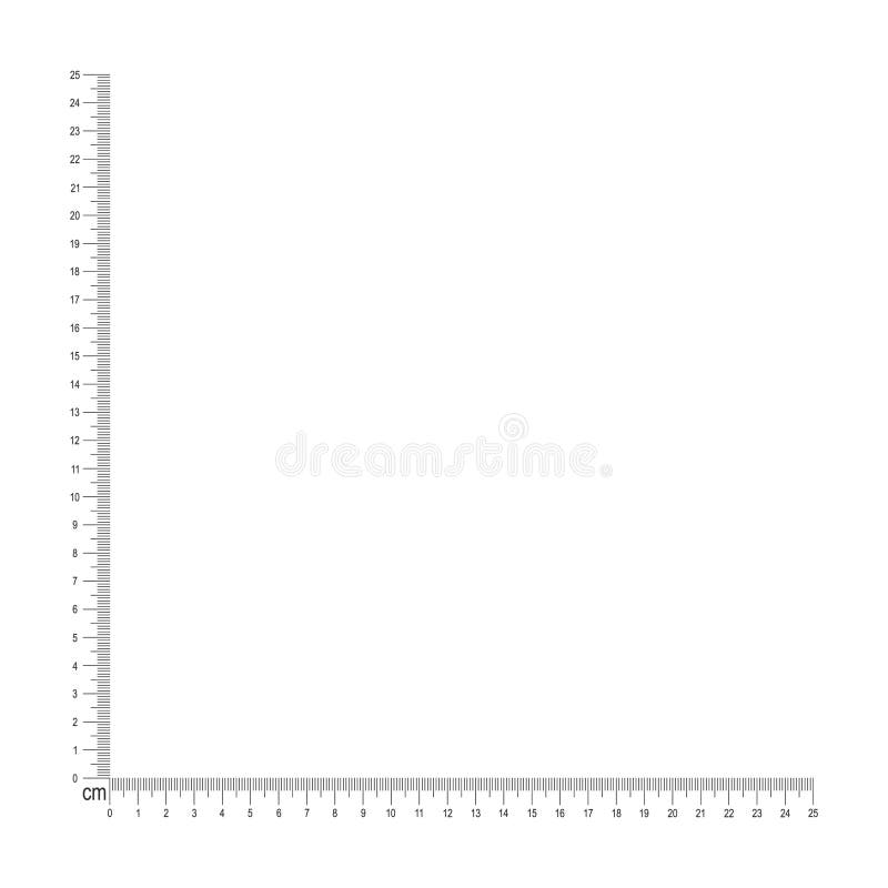 25 Centimeters Corner Ruler Template. Measuring Tool with Vertical and ...