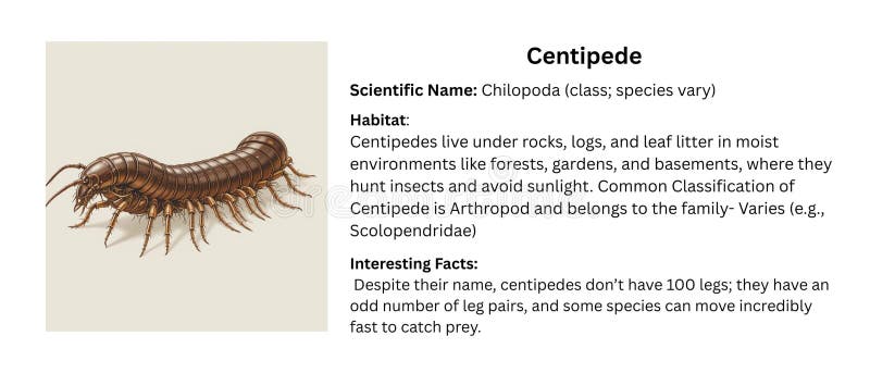Centipede: Agile Hunter of Moist Environments Stock Illustration ...
