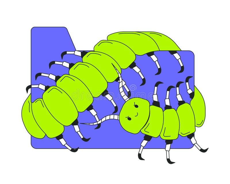Centipede Crawling Over File Folder 2D Onboarding Ui Illustration Stock ...