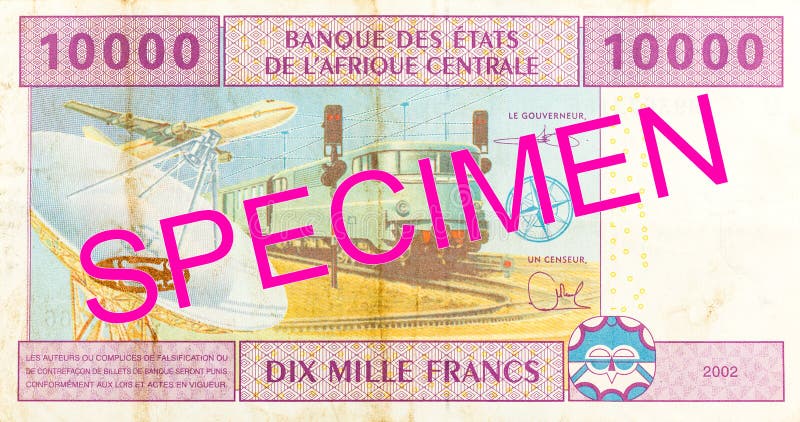 10000 Central African CFA Franc Bank Note Reverse Stock Photo - Image ...