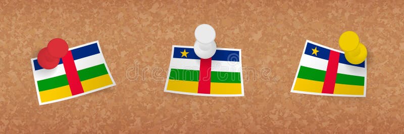 Central African Republic Flag Pinned in Cork Board, Three Versions of ...