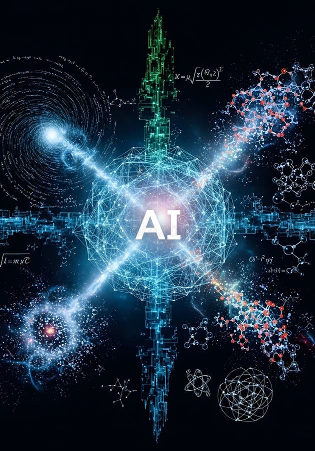 AI core in digital space. stock illustration. Illustration of ...