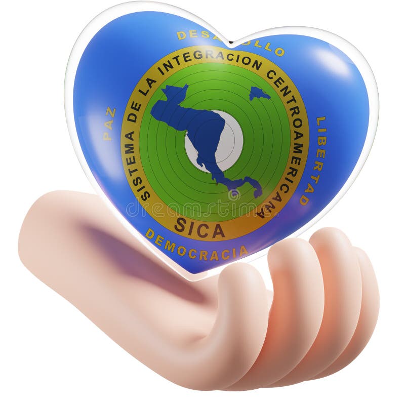 Central American Integration System Flag with Heart Hand Care Stock ...