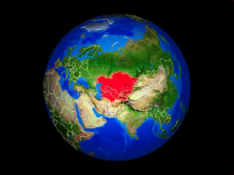 Central Asia on Earth from Space Stock Illustration - Illustration of ...