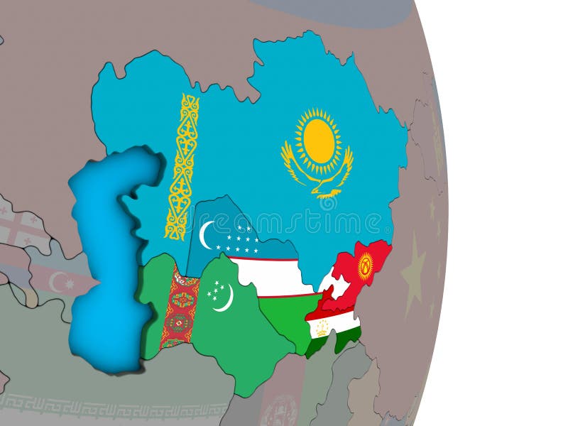 Central Asia On Grey 3D Map Stock Illustration - Illustration of grey ...