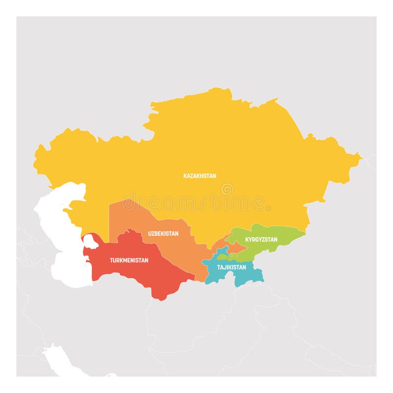 Central Asia Map - Grey Colored on Dark Background. High Detailed ...