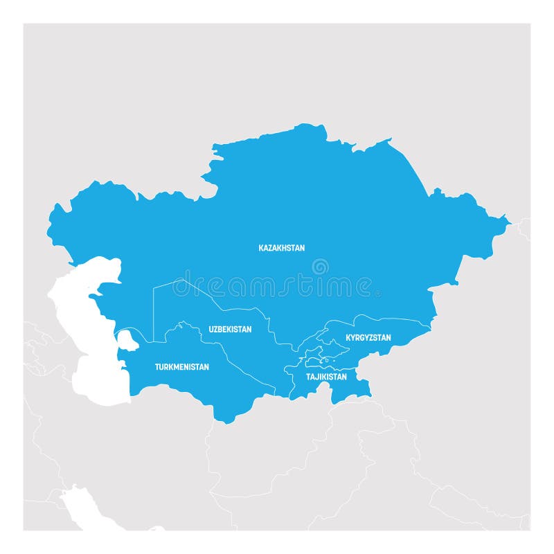 Central Asia Region. Map of Countries in Central Part of Asia Stock ...