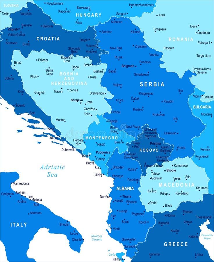 Central Balkan Map - Vector Illustration Stock Illustration ...