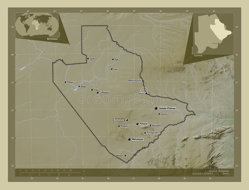 Central, Botswana. Wiki. Labelled Points of Cities Stock Illustration - Illustration of gaborone ...