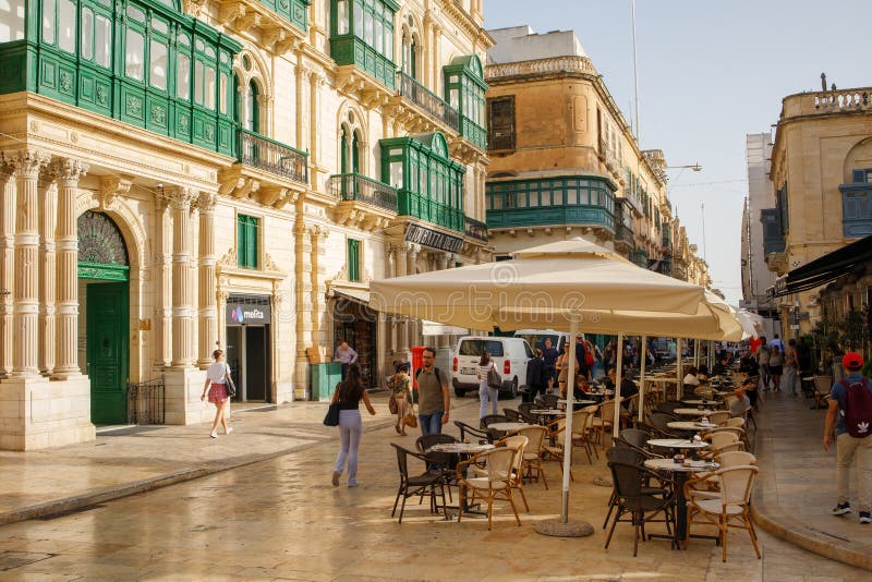 Central Busy Street in Valletta, Malta Editorial Photo - Image of ...