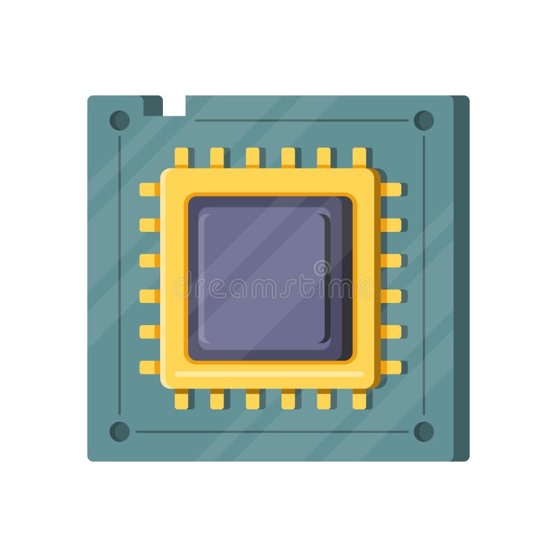 Microchip Isometric Art with Matrix Stock Vector - Illustration of ...