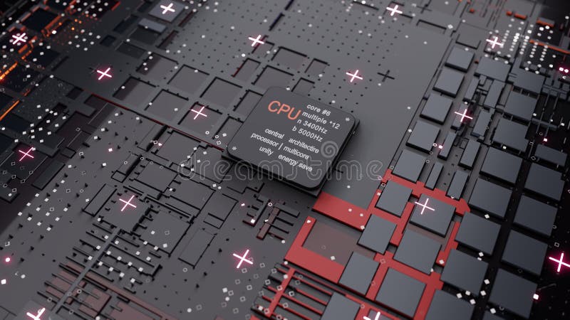 Central Computer Processors CPU Concept. 3d Rendering Stock Illustration - Illustration of ...