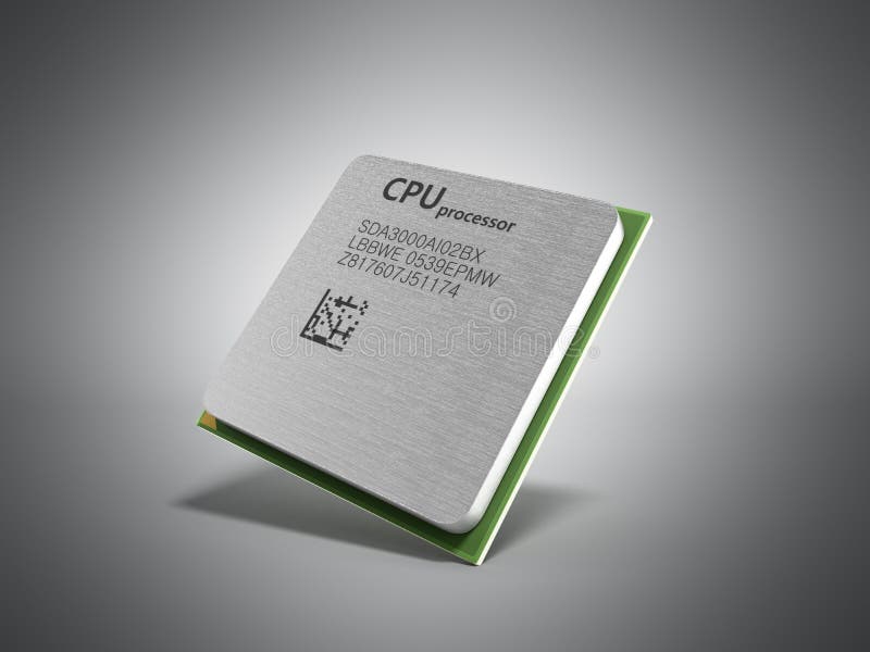 Central Computer Processors CPU High Resolution 3d Render on Grey Stock ...