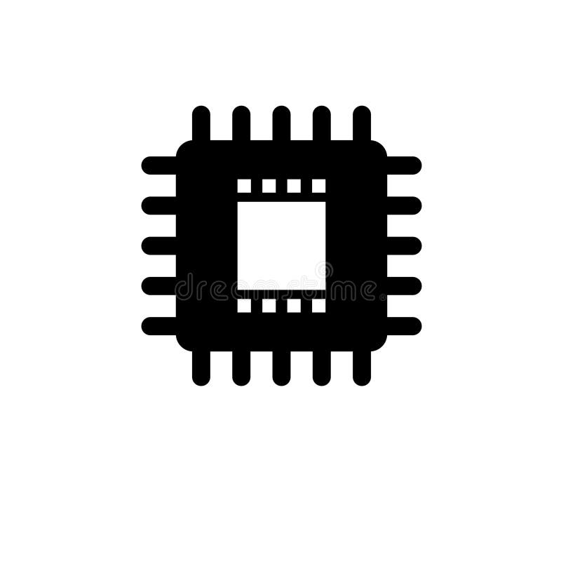 Central Computer Processors, CPU Microchip Solid Flat Vector Icon ...