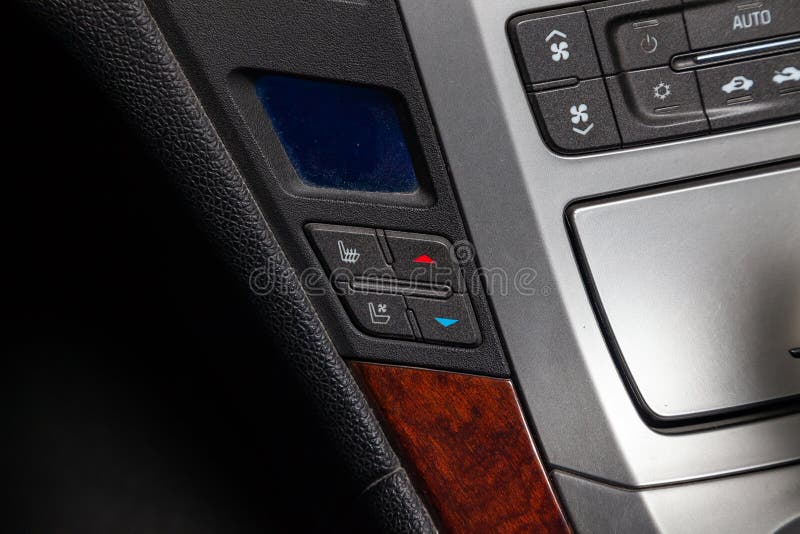 The Central Control Console on the Panel Inside the Car Close-up with ...