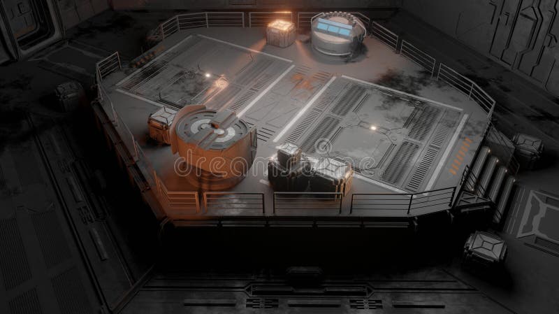 Central Control Room Laboratory Science Fiction in Dark Scene Stock ...