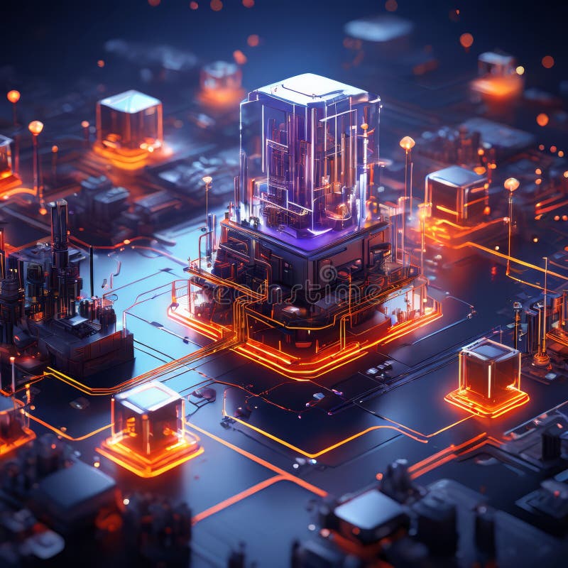 Artificial intelligence stock illustration. Illustration of metropolis ...