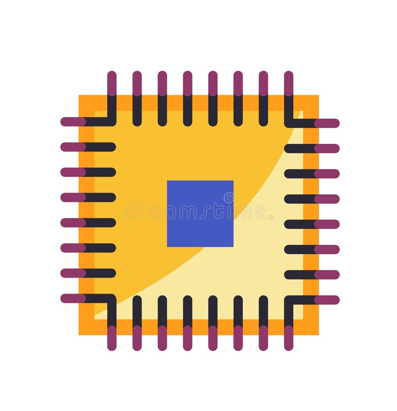 Central Data Processing Unit Icon, Brain of PC Stock Illustration - Illustration of hardware ...
