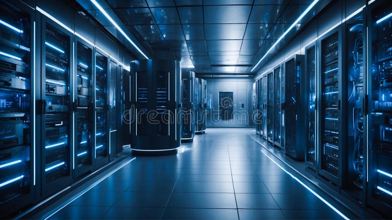 Central Data Storage Area, Network Connection, and Data Center in ...