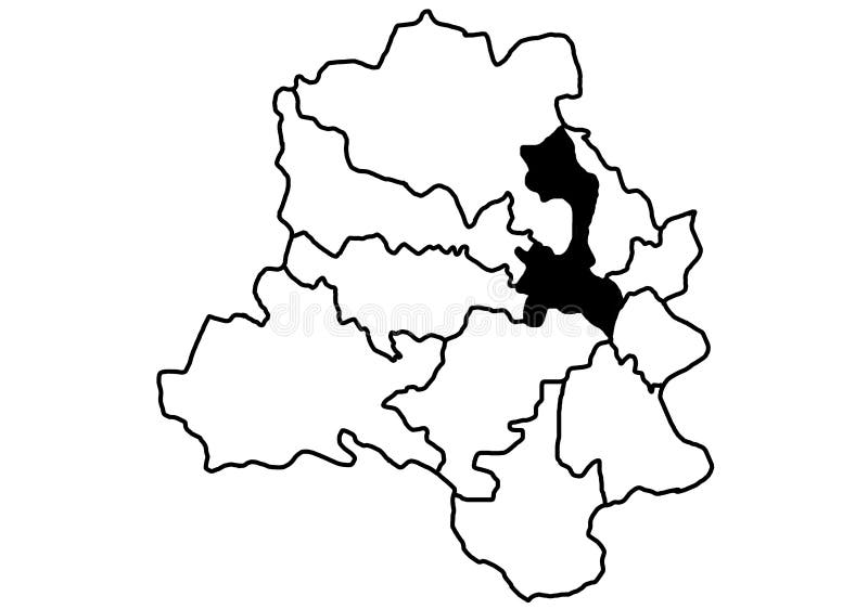 Central Delhi, India Map Black Silhouette and Outline Isolated on White ...