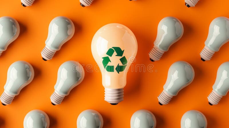 A Central Eco-friendly Light Bulb Surrounded by Traditional Bulbs on a ...