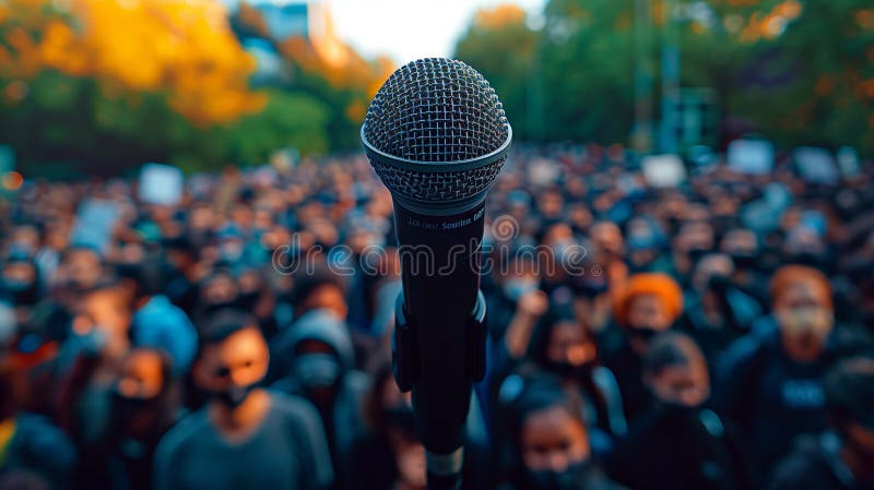 Central Element of the Image is a Microphone, Symbolizing the Power of ...