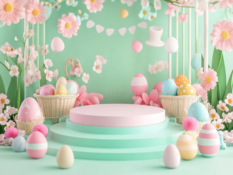 A Vibrant Easter Scene with a Decorated Table, Colorful Eggs, and ...