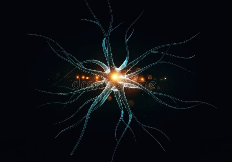 A Central Glowing Orb Emits Luminescent Tendrils in a Starburst Pattern ...