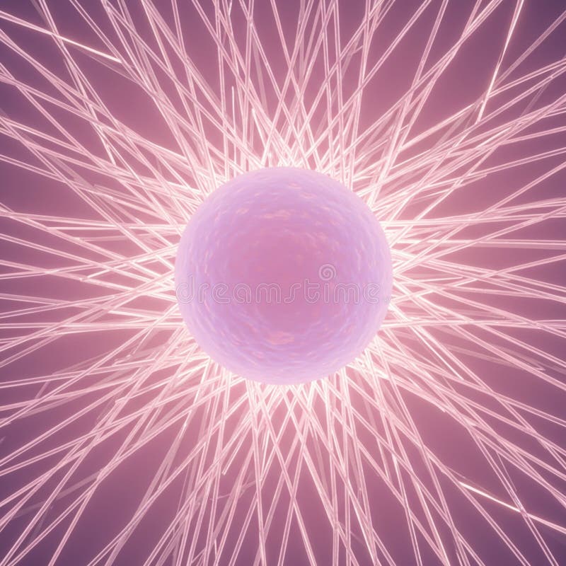 A Central, Glowing Sphere is Surrounded by Radiating, Overlapping Lines ...