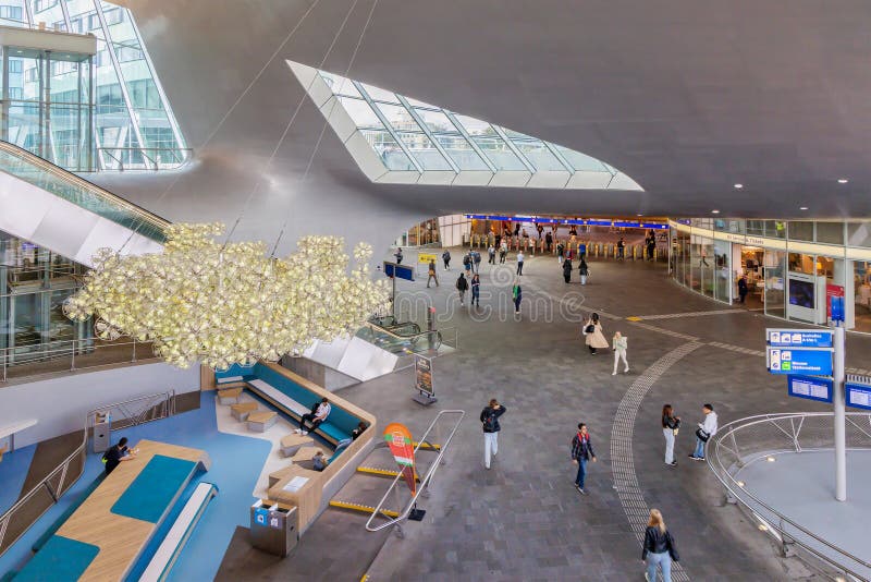 Central Hall of the Main Train and Bus Station in Arnhem, the ...