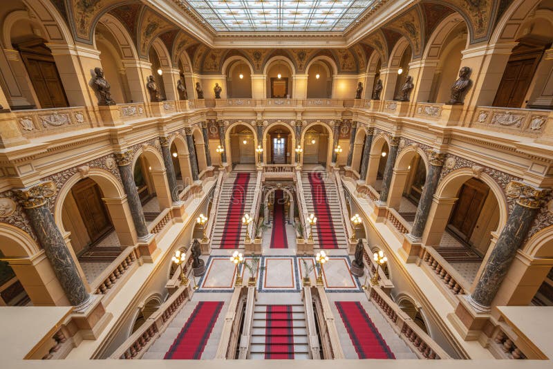 Central Hall with Stairs in the National Museum Prague Editorial Stock ...