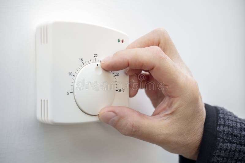 Central Heating Thermostat Control Adjustment Saving Energy Stock Image ...