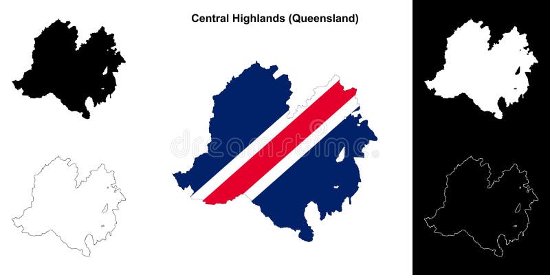 Central Highlands Outline Map Stock Illustration - Illustration of ...