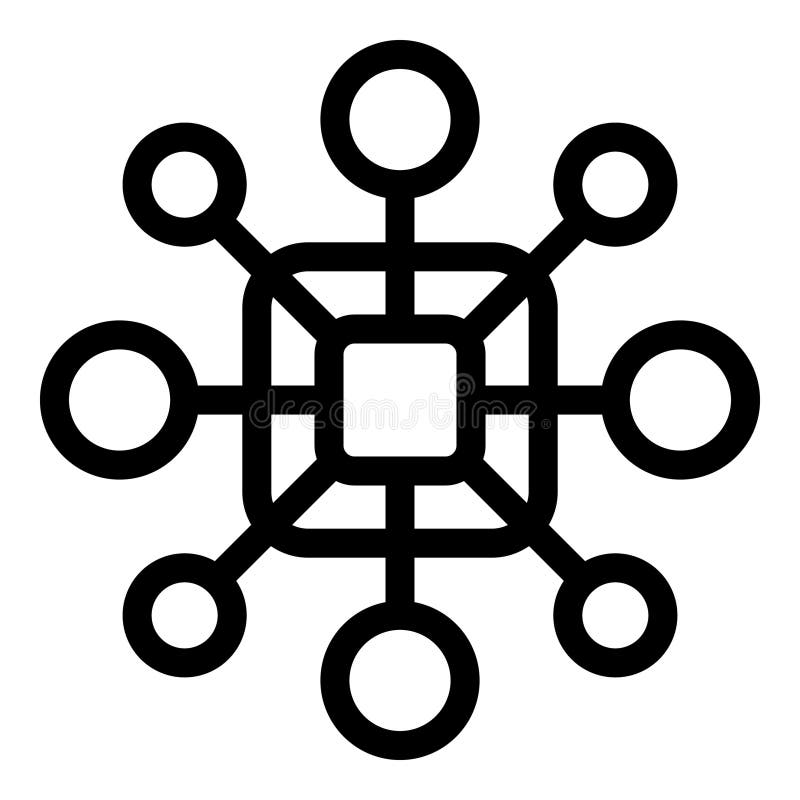 Central Hub Connecting Network of Circles in Data Flow System Stock ...