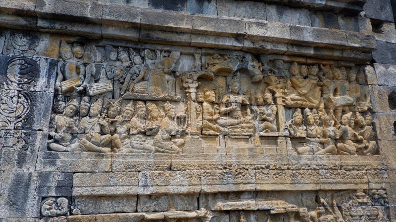 Central Java, Indonesia - 27/Sep/2019. Detail of Relief Borobudur ...