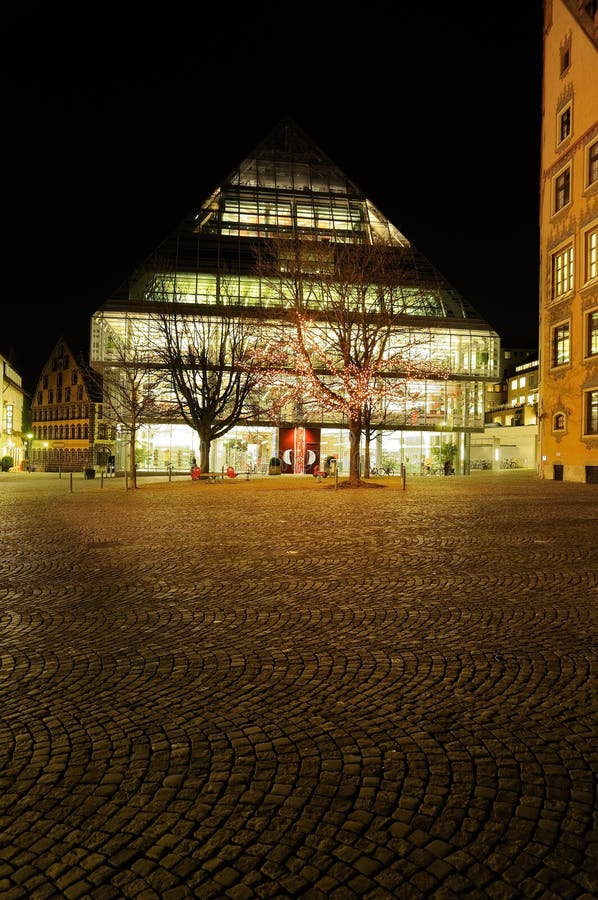 Central Library at Night Ulm, Ulm Donau, Germany Stock Photo - Image of ...