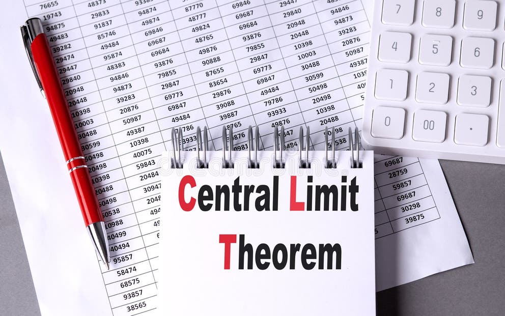 CENTRAL LIMIT THEOREM Text on Notebook with Chart , Pen and Calculator ...