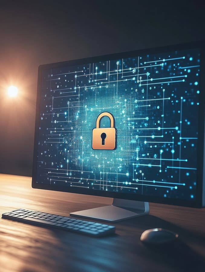 A Central Lock Icon is Prominently Displayed on a Computer Screen ...