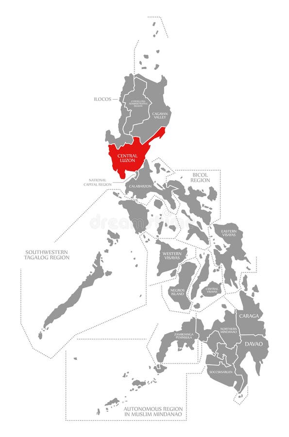 Central Luzon Red Highlighted in Map of Philippines Stock Illustration ... Central Luzon Red Highlighted in Map of Philippines Stock Illustration ...