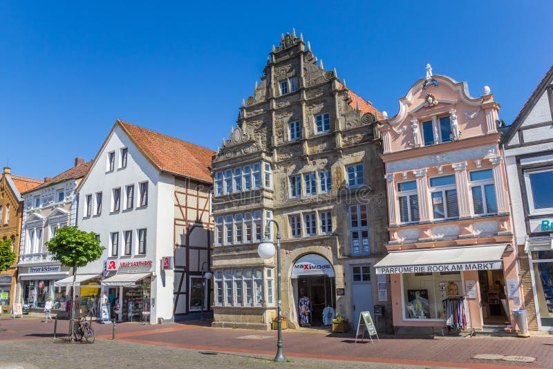Central Market Square with Old Buildings in Stadthagen Editorial ...