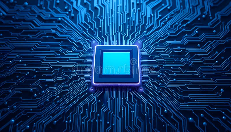 Closeup of a Microchip on a Circuit Board Stock Illustration ...