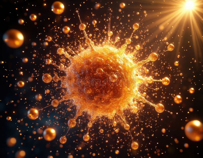 Central Molecular Structure with Particles Radiating Outward Like a ...