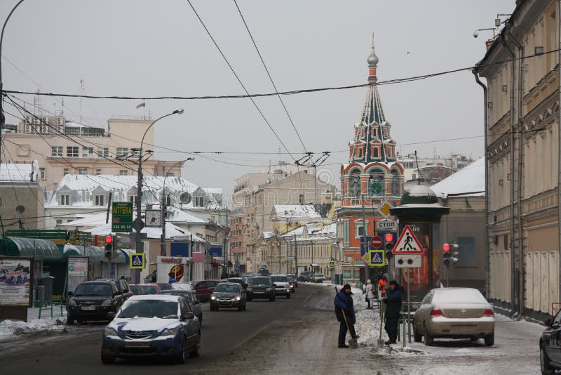 Central Moscow on winter editorial photo. Image of central - 50740051